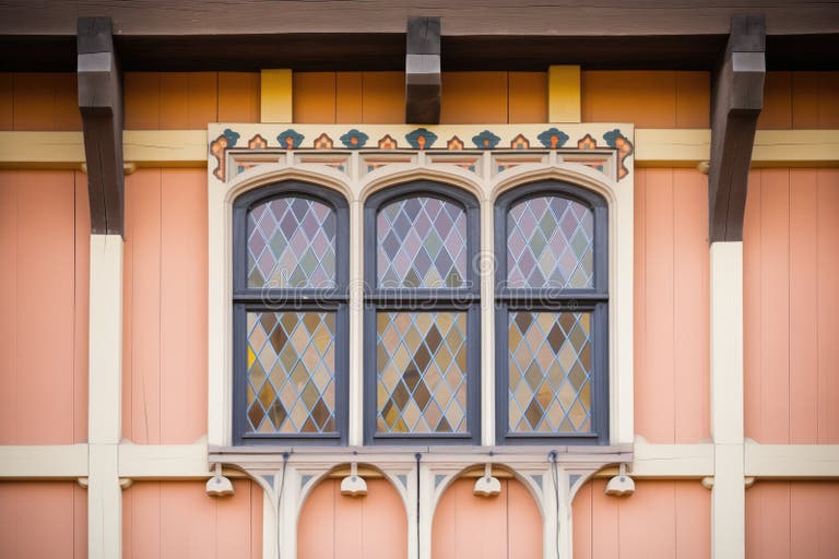 Closeup of Tudor Window Patterns and Mullions Stock Photo - Image of ...