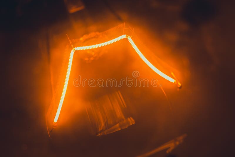 Closeup Tungsten Filaments Core Wire Stock Image - Image of fire ...