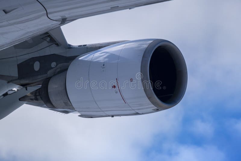 A Closeup of a Turbojet Engine of a Modern Airplane Stock Photo - Image ...