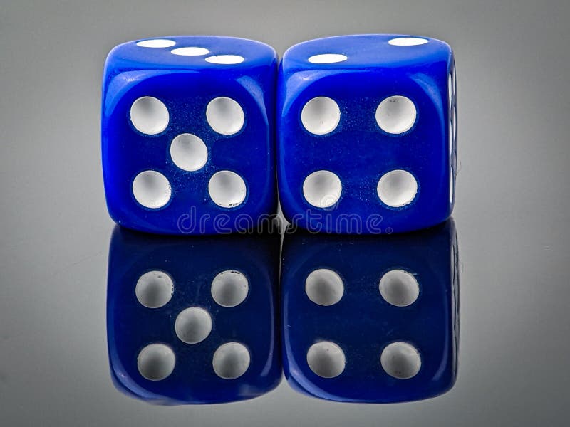 Closeup Two Blue Dice with Reflection Stock Image - Image of macro ...