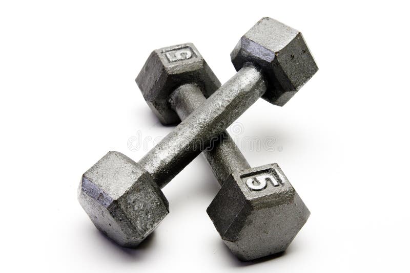 Closeup Two Hand Weights Isolated White Background Stock Image - Image ...