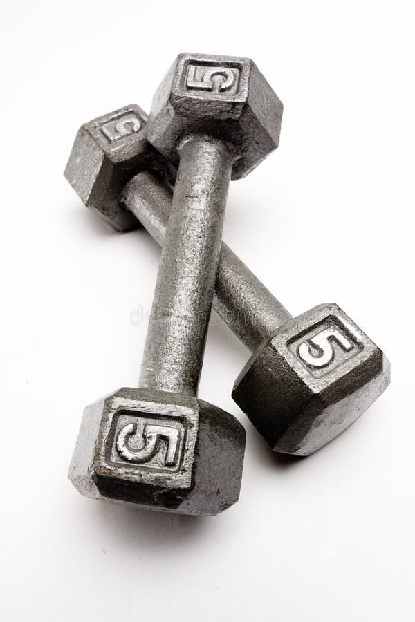 Closeup Two Hand Weights Isolated White Background Stock Image - Image ...