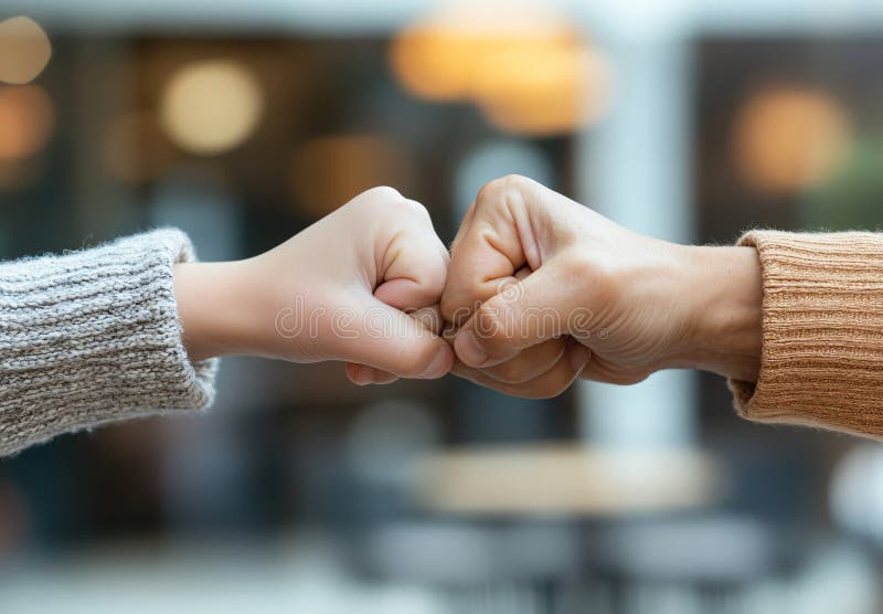 Closeup Two Hands Fist Bumping Teamwork Friendship High Quality Image ...
