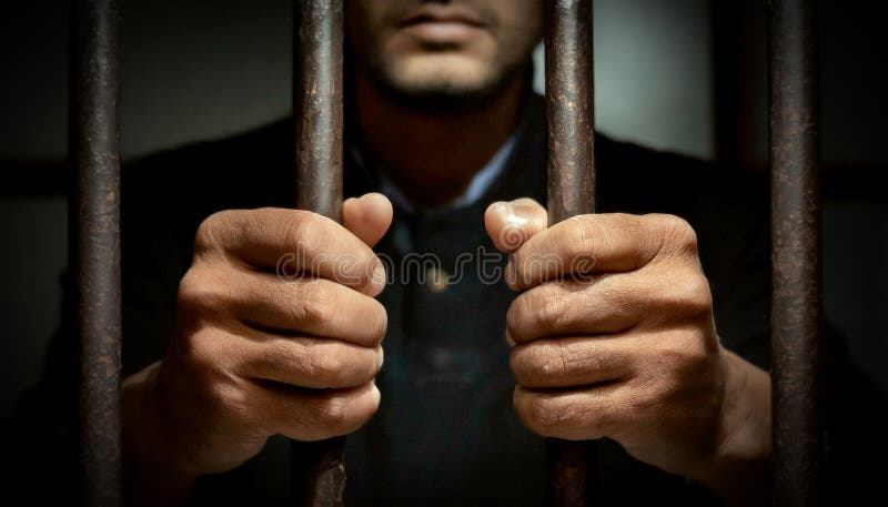 Closeup of Two Hands Inside a Prison Holding the Cage Bars - Generative ...