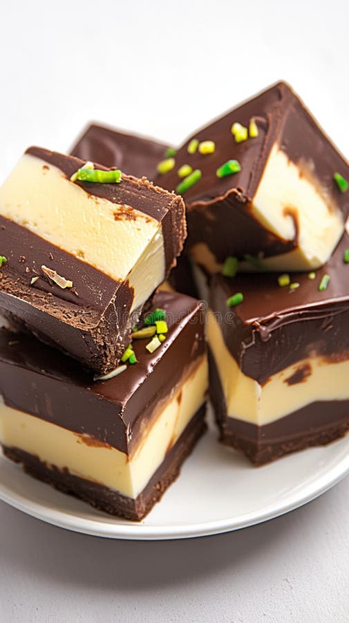 Closeup Two Layered Choco Vanilla Patisa, a Heavenly Delight. Stock ...