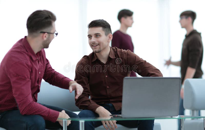 Two Men Working on Laptop in the Office. Stock Photo - Image of ...