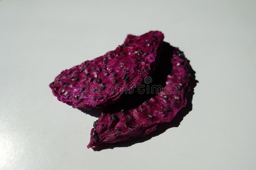 Closeup of Two Purple Crispy Dried Dragon Fruit Chips Stock Photo - Image of titbit, eatable ...