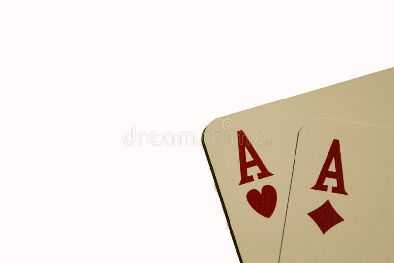 Closeup of Two Red Ace Cards Under the Lights Against a White ...