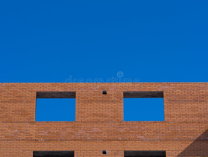 Closeup On Two Windows Hole Construction With Concrete Lintel ...