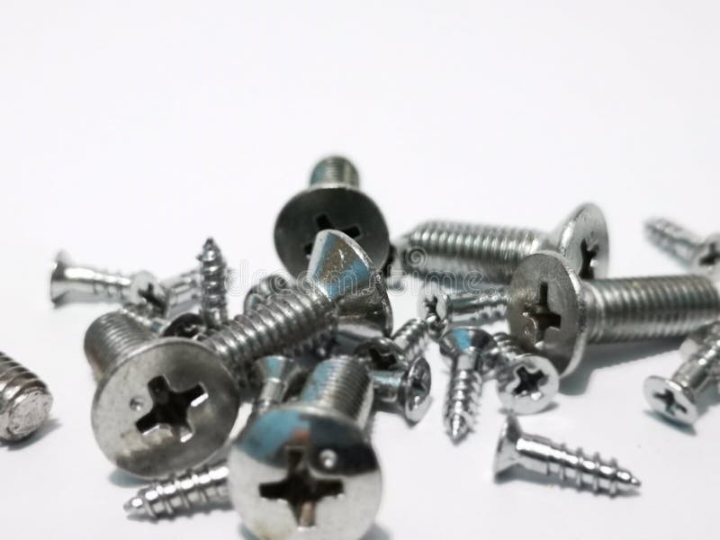 Closeup with Type of Screws with White Background. Stock Image - Image ...