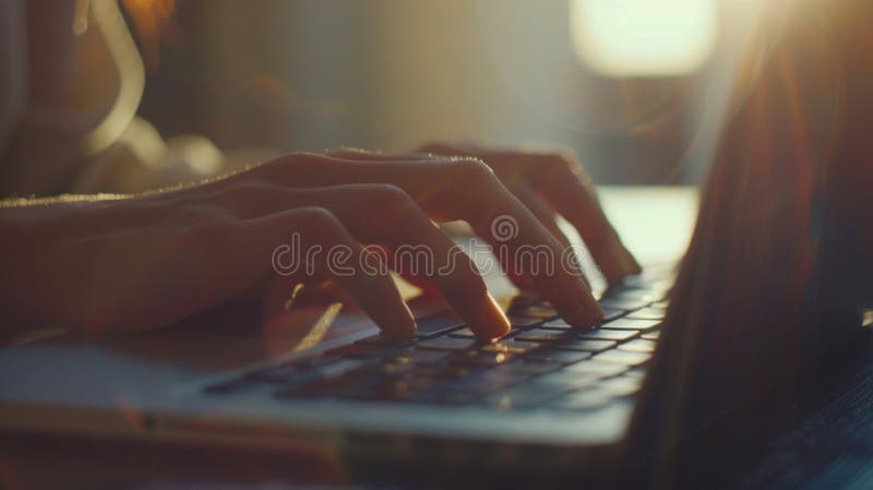 A Closeup of Typing Hands.AI Generated Image Stock Photo - Image of ...