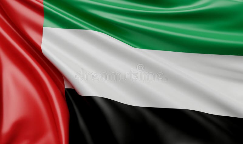 Closeup UAE United Arab Emirates Flag - 3D Illustration Stock ...