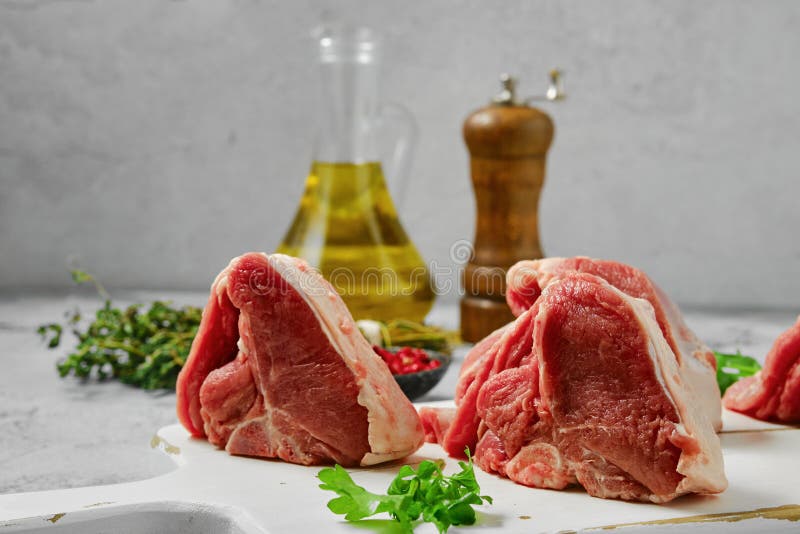 Closeup of Uncooked Boneless Rack of Lamb Stock Photo - Image of herb ...