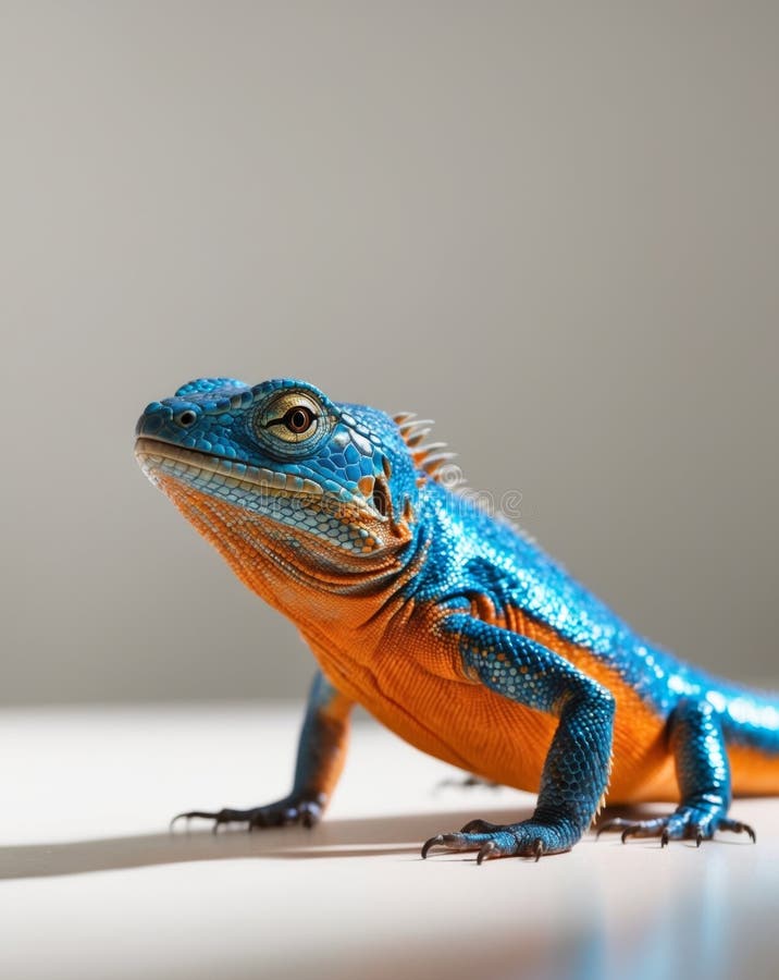 Closeup of a Unique Lizard with Striking Blue and Orange Coloration ...