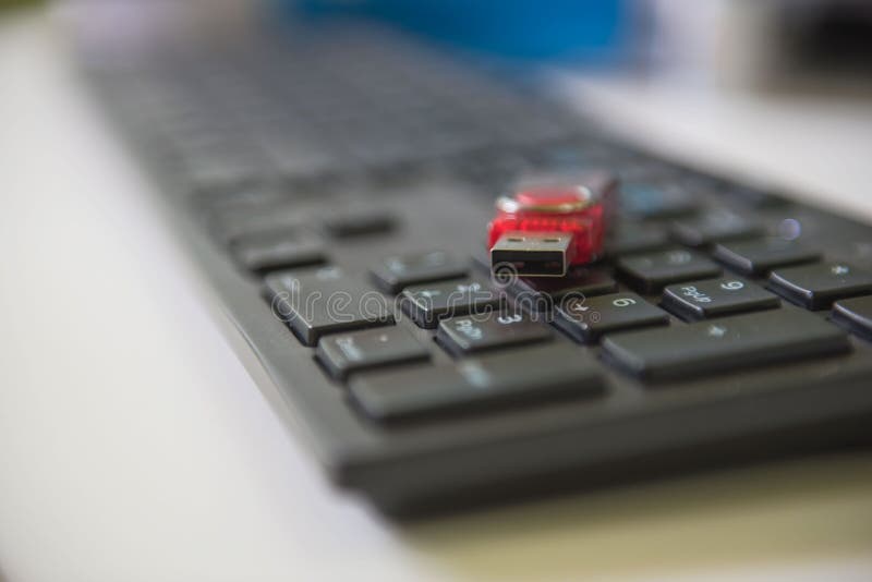 Closeup Usb Cable Connector on Keyboard . Technology Concept Stock ...