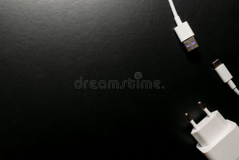 Closeup of USB Cable. on Black Background Stock Image - Image of ...