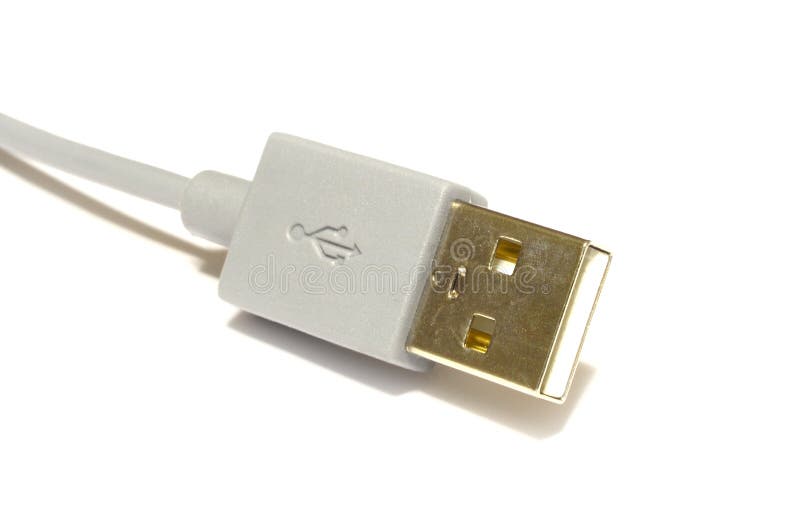 Closeup of USB Connector Cable Isolated on White Background Stock Image ...