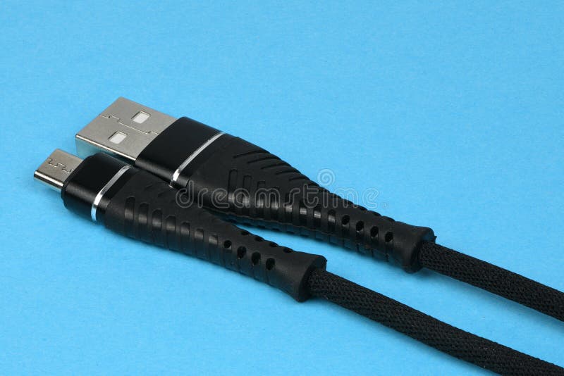 Closeup of an USB Connector Isolated on Blue Stock Image - Image of ...
