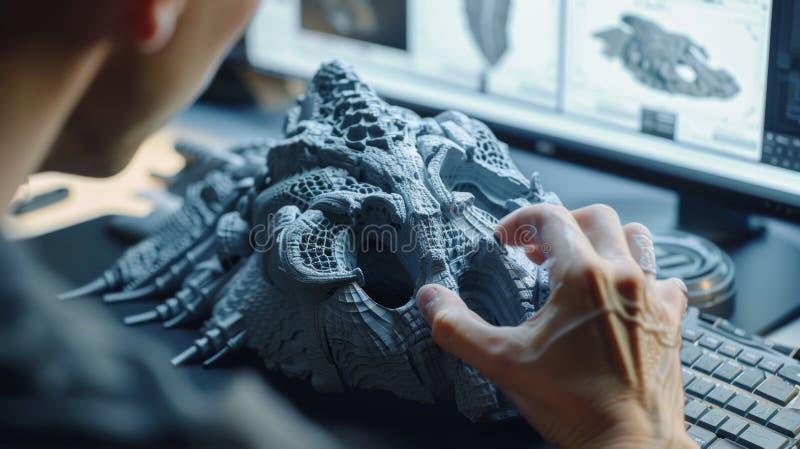 A Closeup of a User Editing and Manipulating 3D Models in a Computer ...