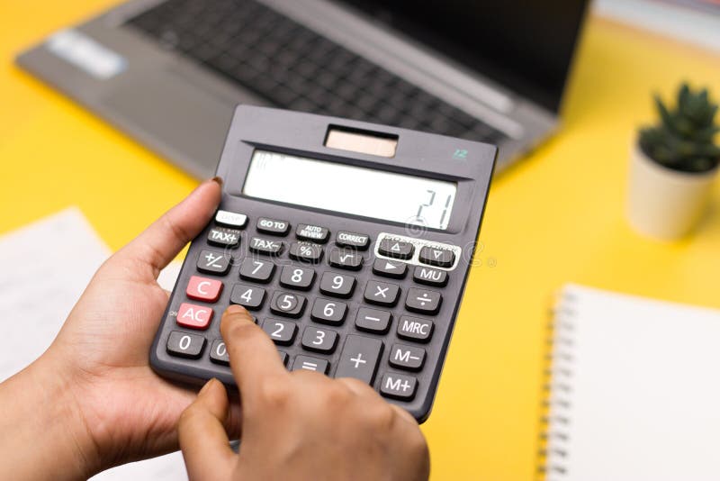 Closeup of Using Calculator on Background Stock Image. Stock Photo ...