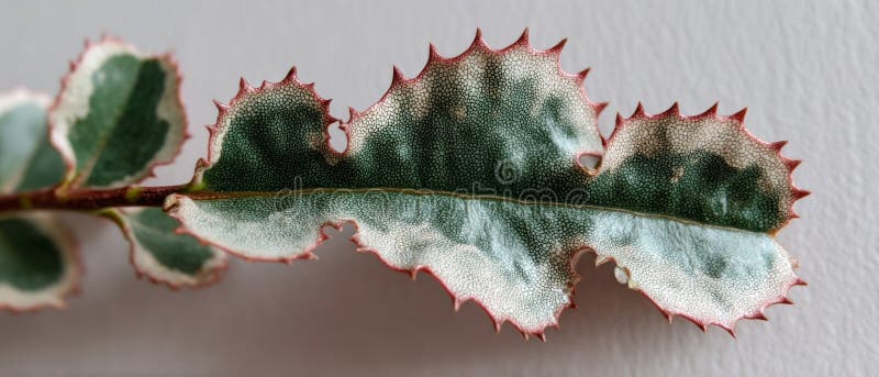 Closeup of Variegated Leaf with Red Edges Stock Illustration ...