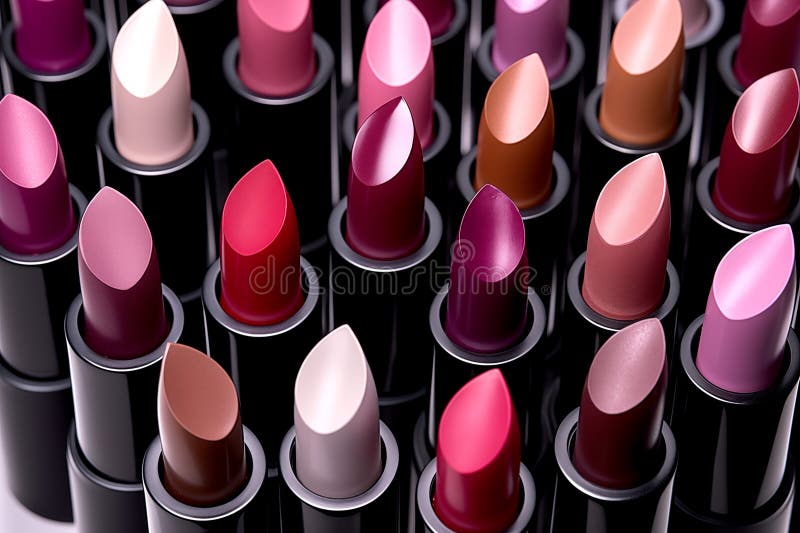 Closeup of a Variety of Lipstick Colours. Lipstick Stock Illustration ...