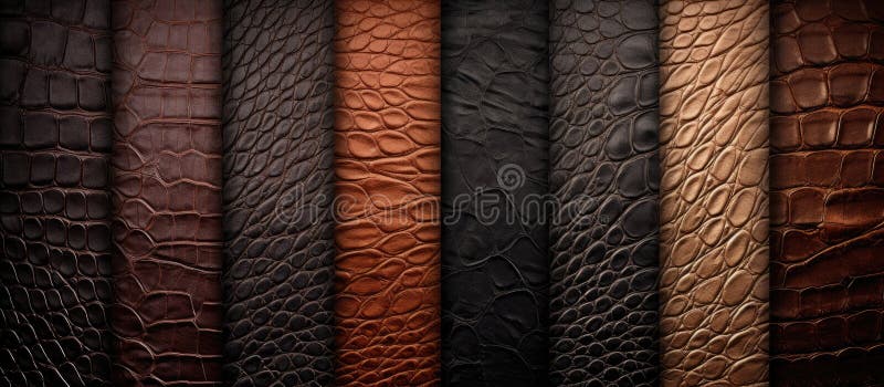 Closeup of Various Leather Types in Different Shades and Patterns Stock ...