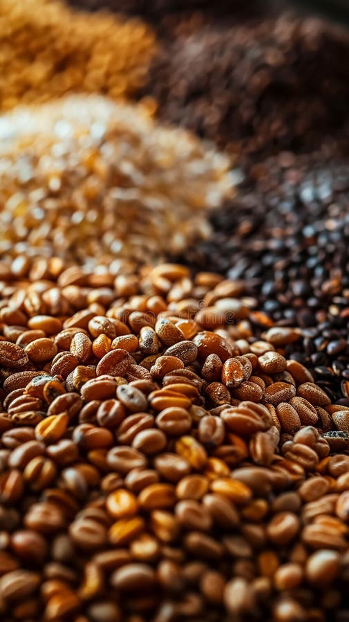 Closeup of Various Malt Grains Showcasing Rich Textures and Colors ...
