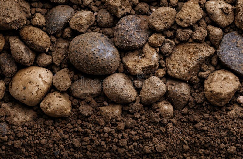 Closeup of Various Rocks and Pebbles on Soil Stock Illustration ...