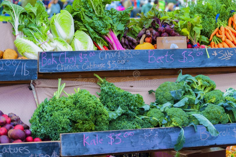 Closeup of Vegetable Display at Farmers Market Stock Photo - Image of ...