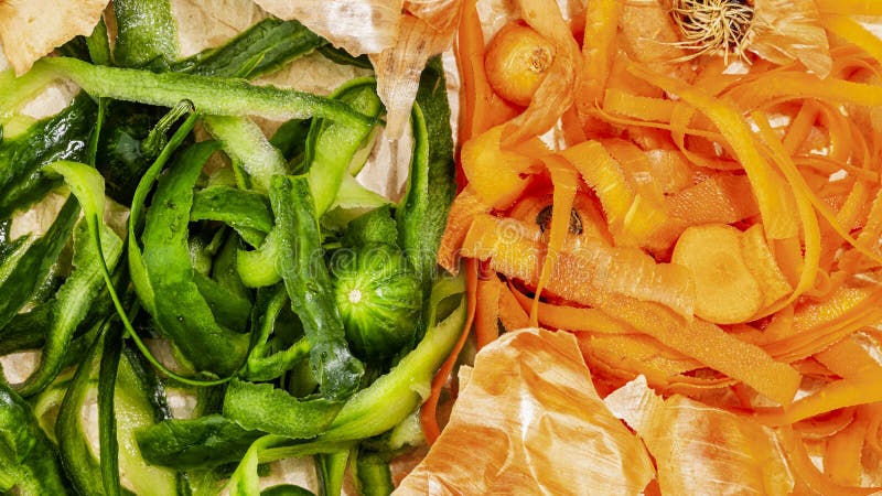 Closeup Vegetable Peelings for Composting on Wrapping Paper Stock Photo ...