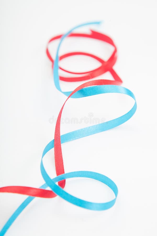 Closeup of Vertical Interweaving Red and Blue Wavy Ribbons Stock Image ...