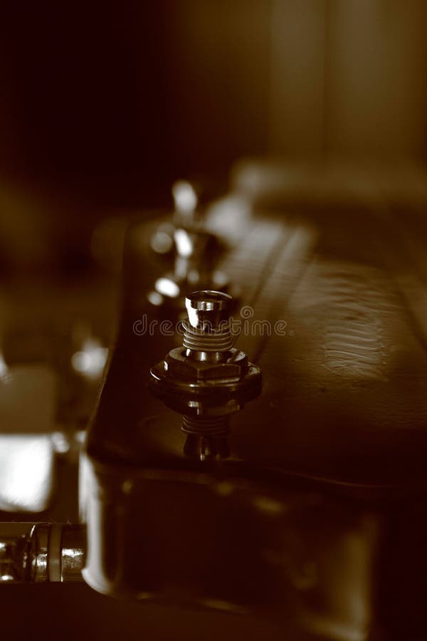 Closeup Vertical Shot of a Guitar Tuning Peg with a Blurry Background ...