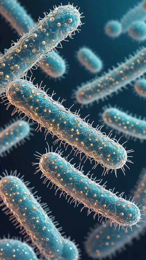 Closeup Vertical View of Bacilli Bacteria Under a Microscope on Dark ...