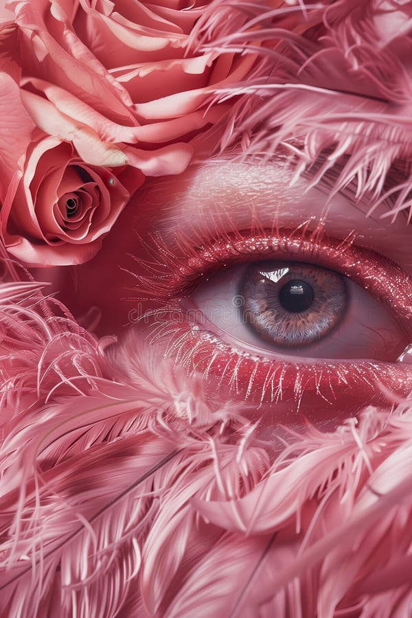 Closeup of a Vibrant Pink Rose with an Eye Stock Illustration ...