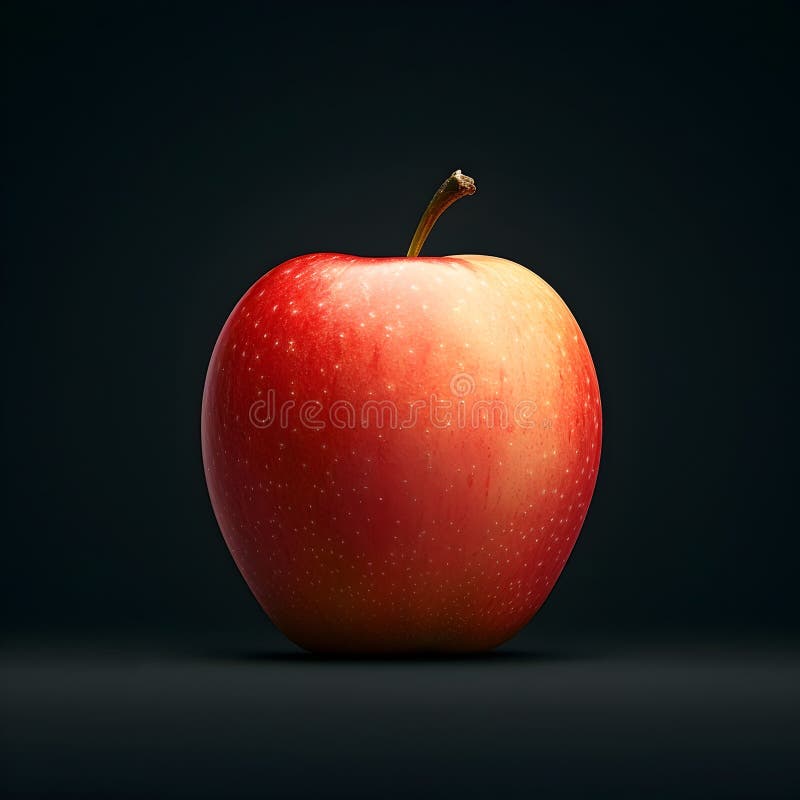 Closeup of a Vibrant Red Apple on a Solid Black Background Stock ...