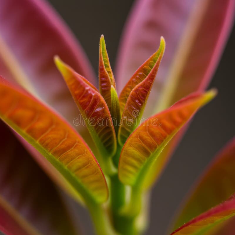 Closeup of Vibrant Red and Orange New Plant Growth Stock Illustration ...