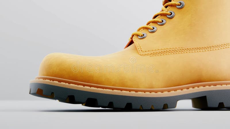 Closeup of Vibrant Yellow Boots on a Pristine White Background Stock ...