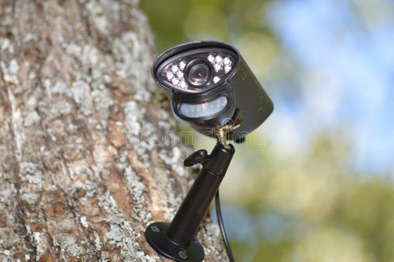 Closeup on a Video Surveillance Camera Stock Image - Image of outdoor ...