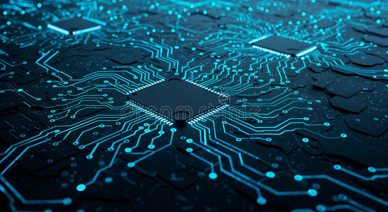 Closeup View of Advanced Microchip Circuit Board Technology Digital ...