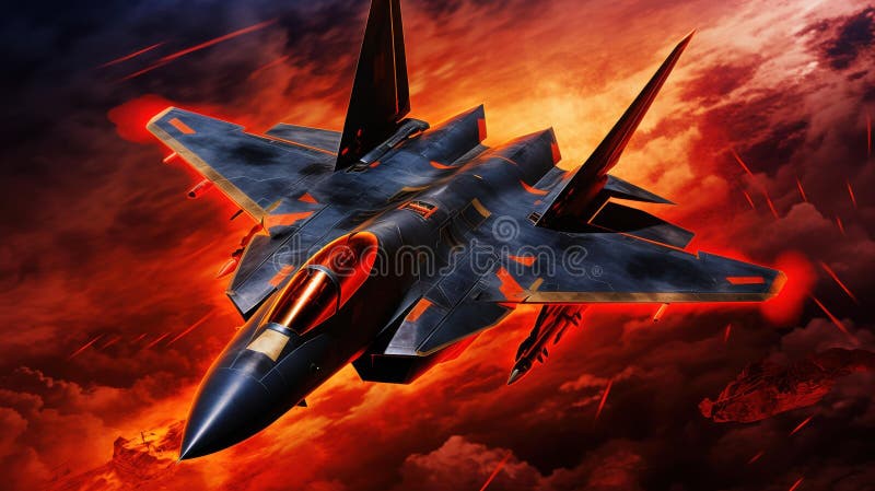 Closeup View of Air Jet Fighter in a Digital Art Format Stock ...