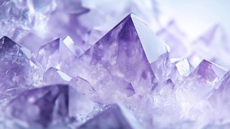 Closeup View of Amethyst Crystal Cluster. Intricate Facets, Sharp ...