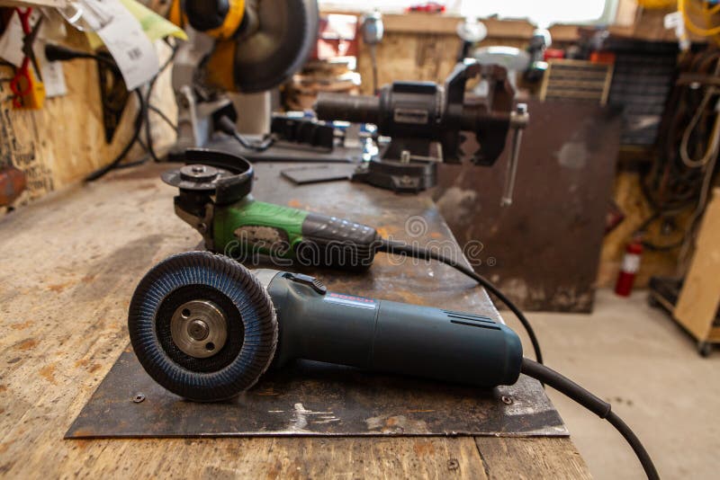 Disc Grinders Inside a Workshop Editorial Photography - Image of detail ...