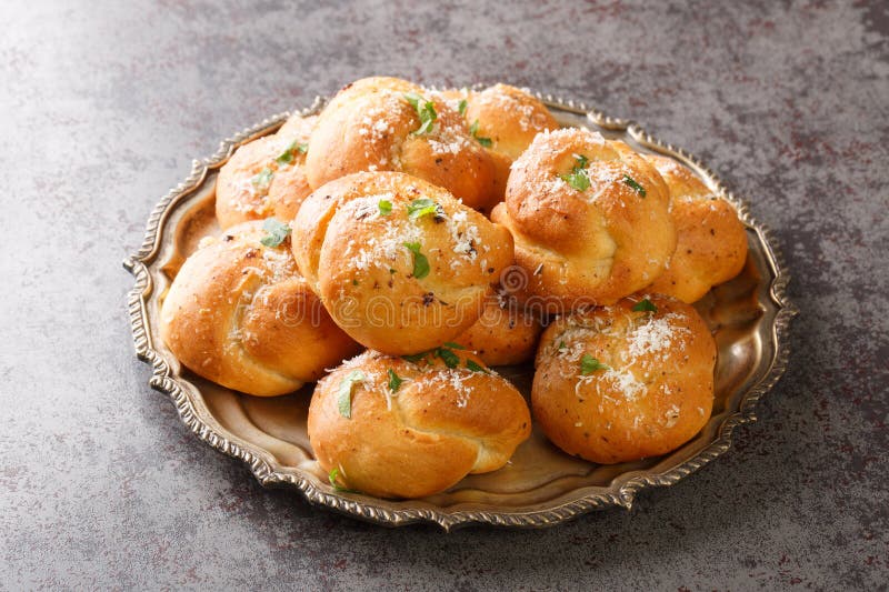 Closeup View of an Appetizer Garlic Knots Bread with Parsley and ...
