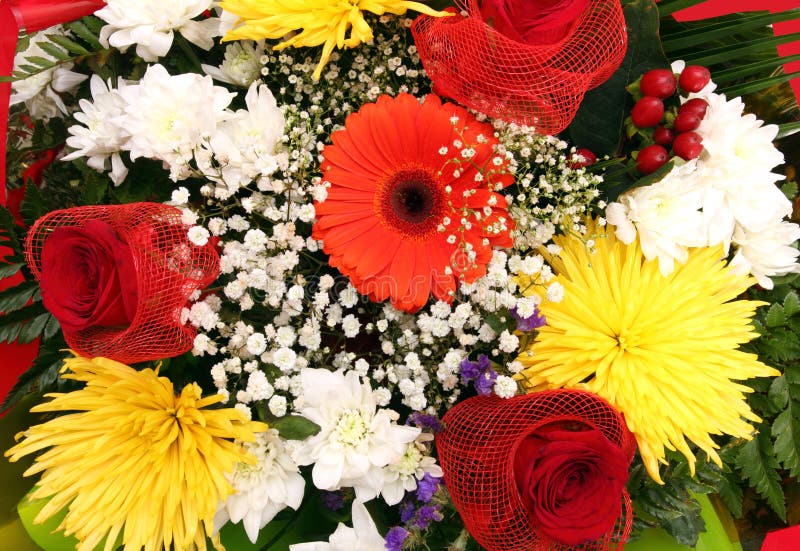 Assorted Flowers in Bouquet Closeup Stock Image - Image of arrangement ...