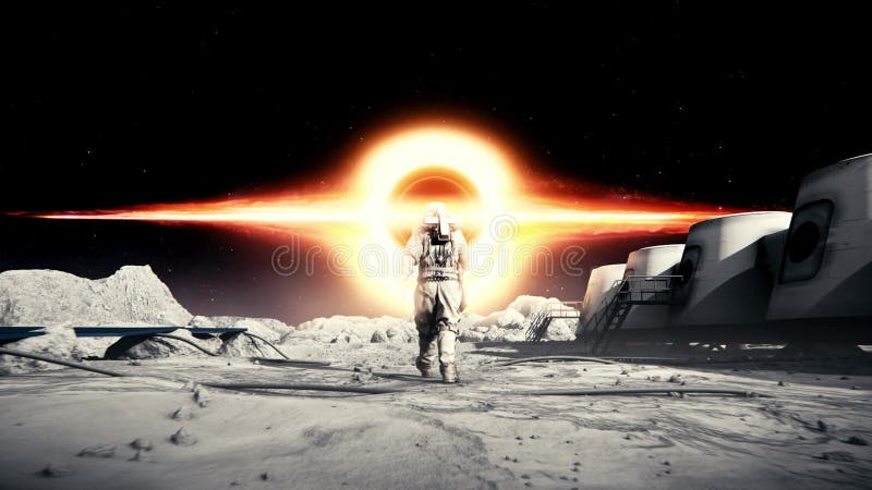 Closeup View of an Astronaut in a Space Suit Walking on the Moon S ...