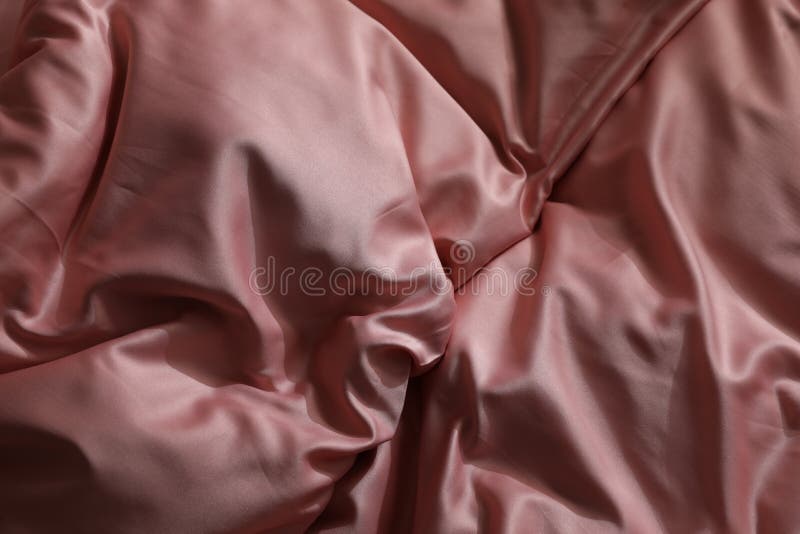 Closeup View of Bed with Beautiful Pink Silk Linens Stock Photo - Image ...