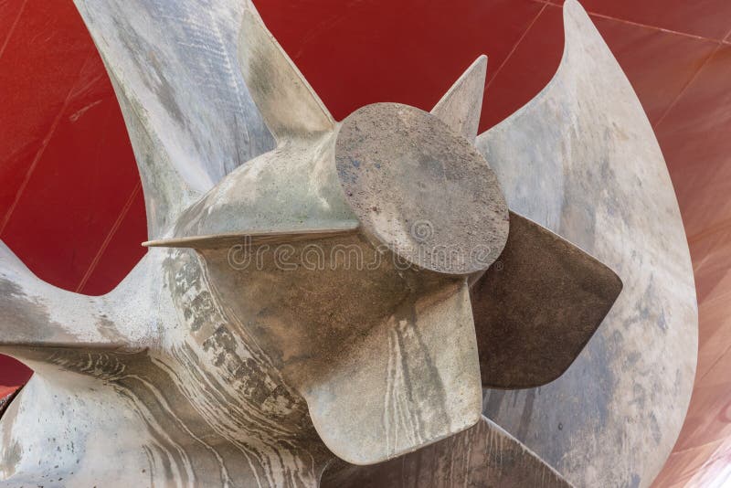 Closeup View on the Big Container Ship Propeller. Stock Photo - Image ...