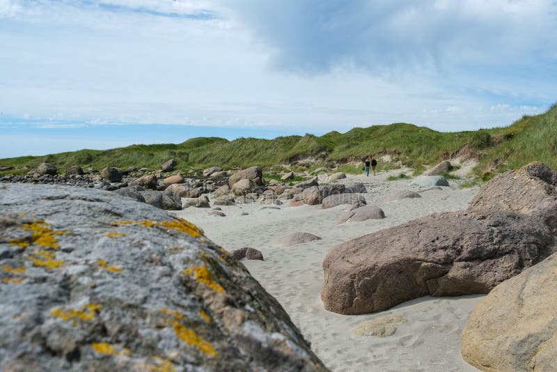 Closeup View of Big Rocks on a Sand at the Brusand Beach Stock Image ...