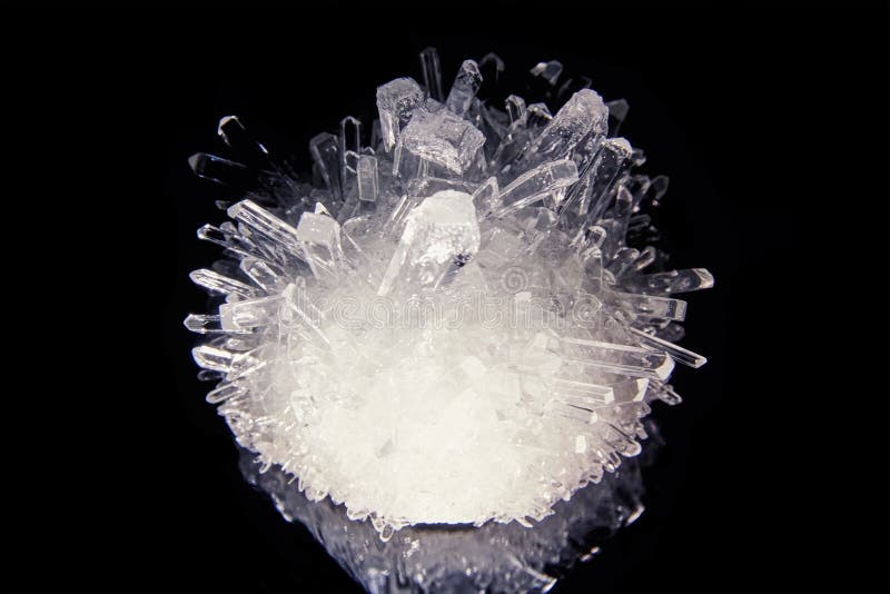 Closeup View of Big Sharp Shiny Quartz Gem Isolated on Black Background ...